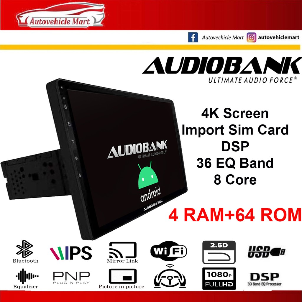 Audiobank Android Player 4 RAM 64GB Automotive Android Player RDS radio ...