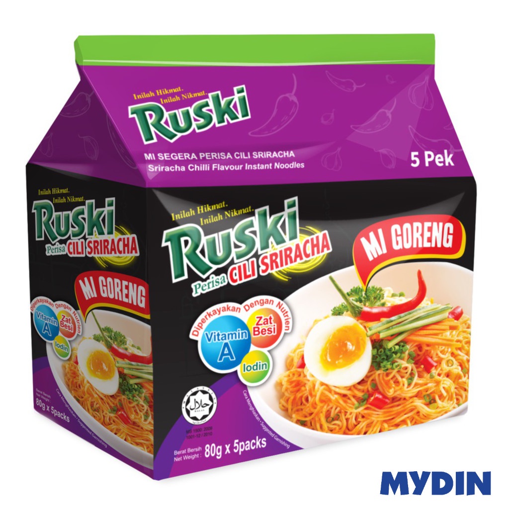 Ruski Fried Instant Noodles Cili Srircha (5's x80g) | Shopee Malaysia