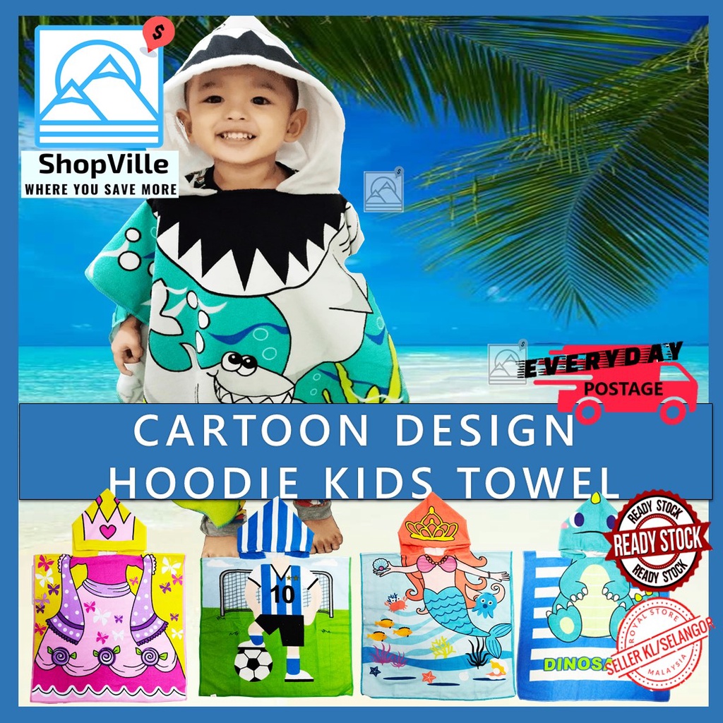 Tuala Mandi Kartun Budak Towel Cartoon Kids Toddler Children Hooded ...