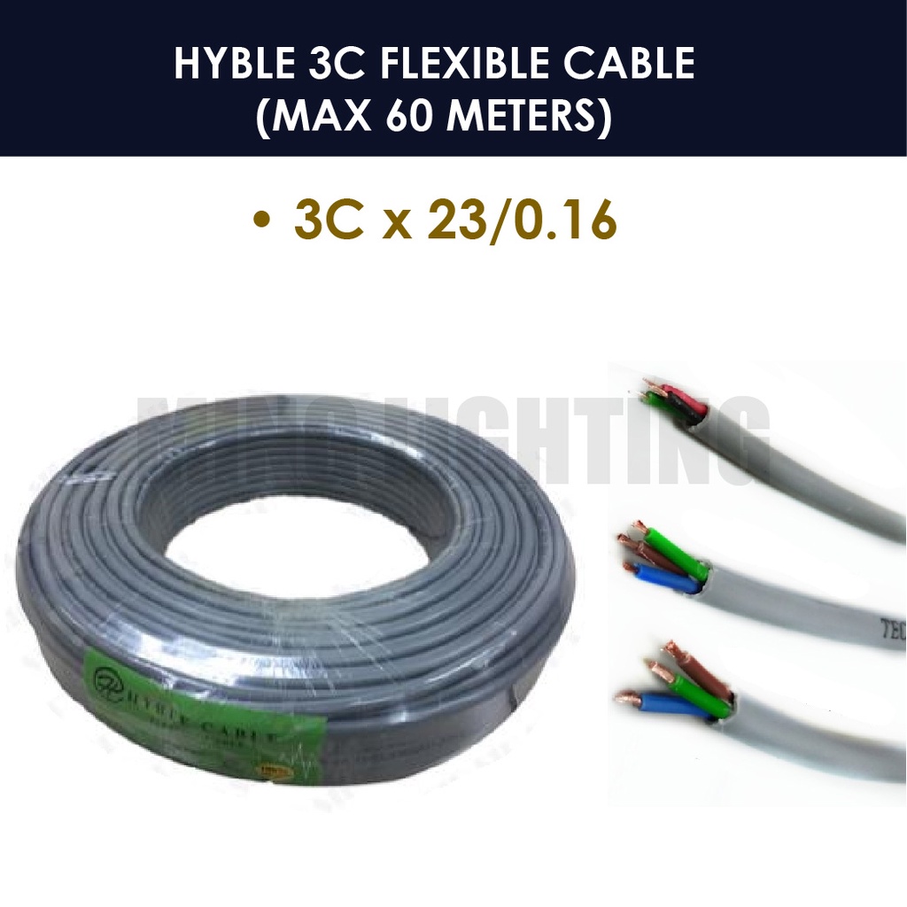 2C 3C Pure Copper Wire Flexible Rubber Cable Kable Wayar Elektrik 3 ...
