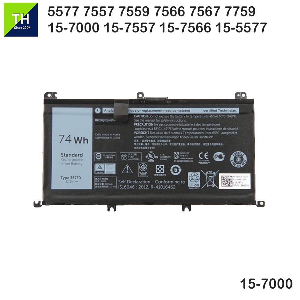 Dell Inspiron 5577 7557 7559 7566 7567 7759 357F9 P65F 74Wh Laptop ...