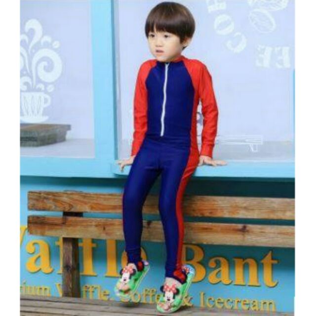 BLUE+RED SWIMMING SUIT LONGSLEEVE UNISEX 2Y 3Y 4Y 5Y 6Y 7Y 8Y 9Y 10Y 11Y 12Y | Shopee Malaysia