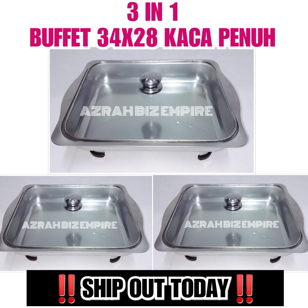PROMOSI! (3 IN 1) 34X28 FULL GLASS LID BUFFET / SET BUFFET PETAK ...