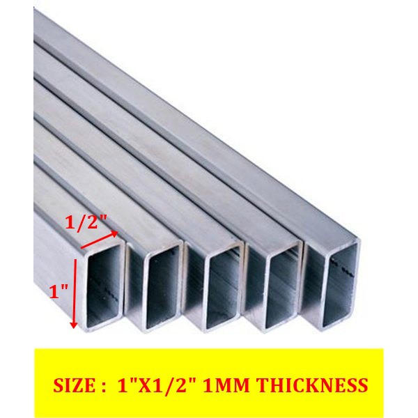 MILD STEEL (BESI) SQUARE HOLLOW (TEBAL 1.0MM+- ) (SIZE 1X1/2") | Shopee ...