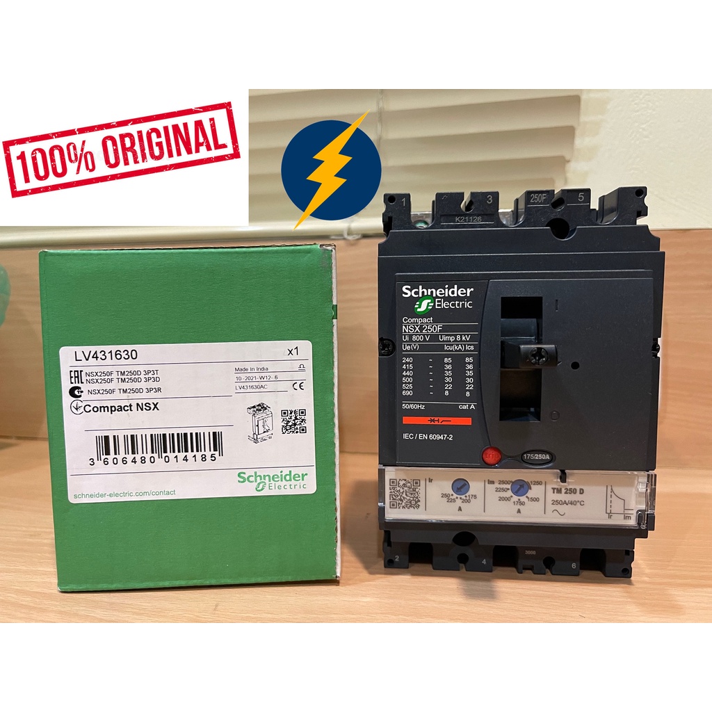 Schneider LV431630 MCCB Circuit breaker ComPact NSX250F, 36 kA at 415 ...