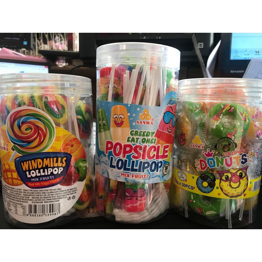 30 Pcs Sanwa Windmill/ Donut Donuts Doughnut/ Popsicle Lollipop Candy HALAL (LOCAL READY STOCKS ...