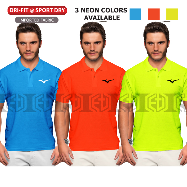 Neon Color Logo Mizun0 T Shirt Polo Dry Fit Baju Sulam Kolar Murah Sale ...