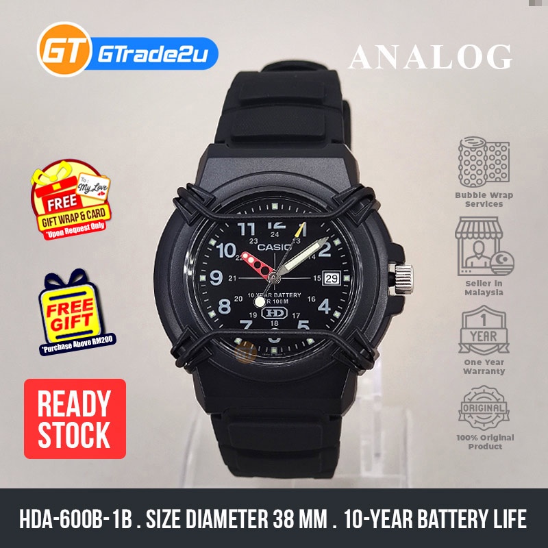 Original Standard Men HDA-600B-1B HDA600B-1B Analog Watch Black Resin ...