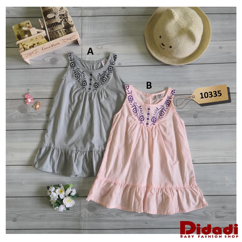 10335 Taiwan Imported Girl Dress Sleeveless Plain Dress with Flowers ...