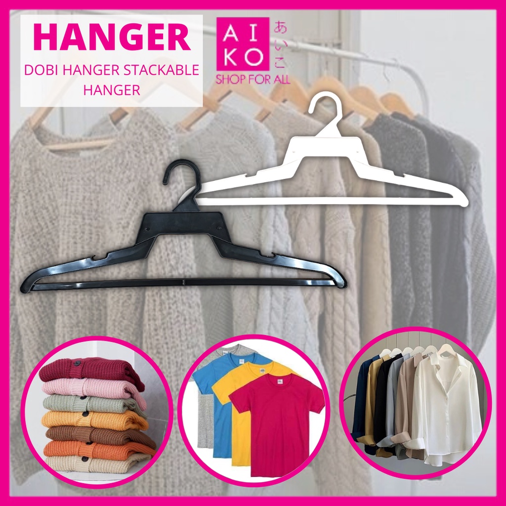 (AIKO) HANGER DOBI HANGER TOWEL , KNIT WEAR , SHIRT STACKABLE HANGER ...