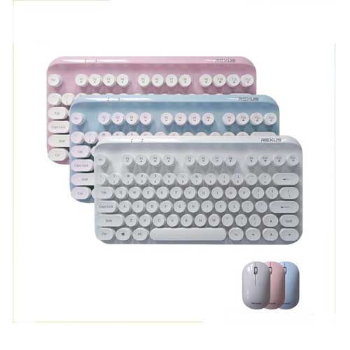 Rexus KM9 WIRELESS KEYBOARD+MOUSE (WHITE/MINT/PINK) | Shopee Malaysia