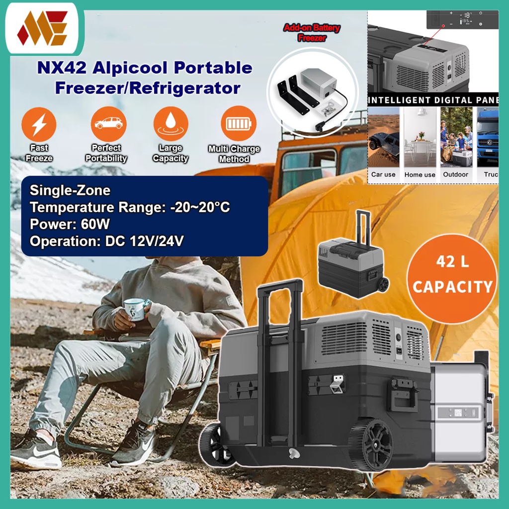 Alpicool 42L Rechargeable Refrigerator & Chiller Dual-Use Car Freezer ...