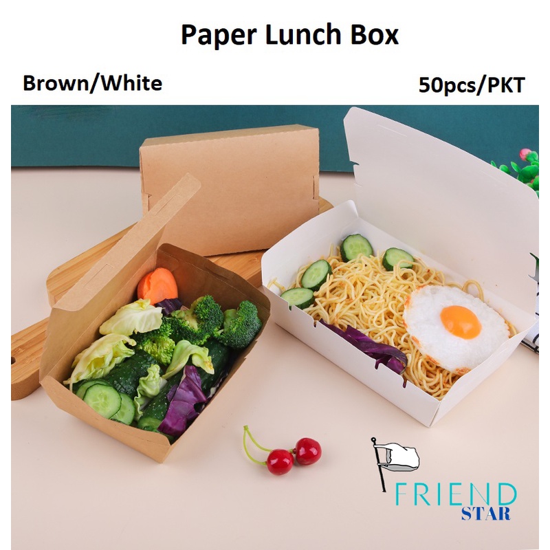 [50 pcs] @Paper Lunch Box@ / Brown Paper Lunch Box / Food Grade Paper ...
