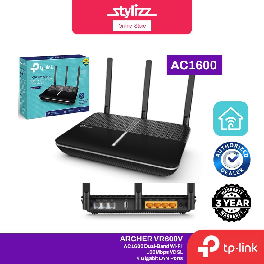 TP-LINK Archer VR600V AC1600 2.4Ghz + 5Ghz Wireless WiFi Streamyx Modem ...