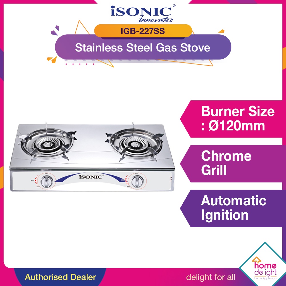 Isonic Stainless Steel Gas Stove [ IGB-227SS / IGB227SS ] / Pensonic ...