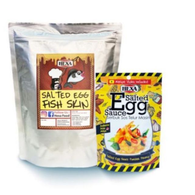 HEXA HALAL Salted Egg Fish Skin Chips 100gm + Salted Egg Sauce Powder ...