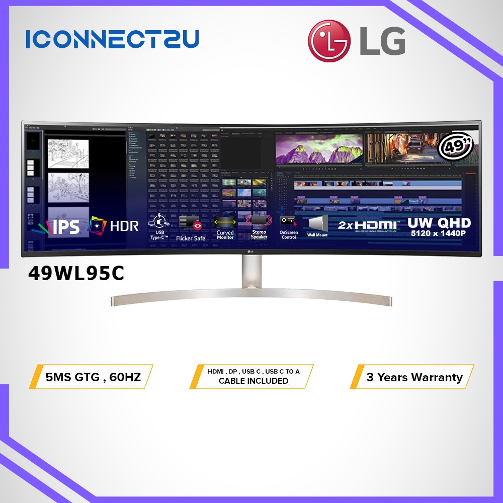 LG 49" 49WL95C 32:9 UltraWide 5K HDR10 Dual QHD IPS Curved LED Monitor | Shopee Malaysia
