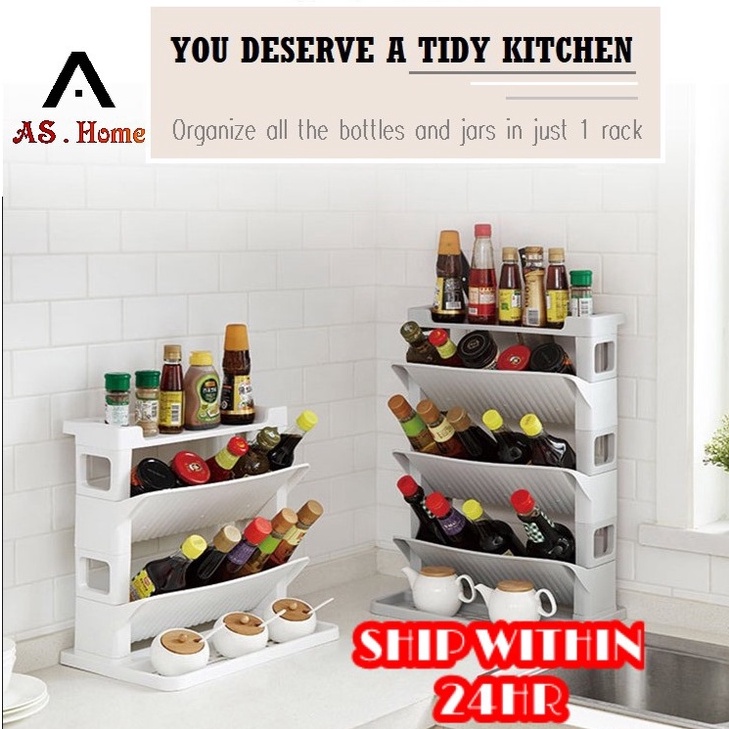 [PREMIUM] CONDIMENT RACK 2 tier 3 tier spice storage SEASONING BOTTLE ...