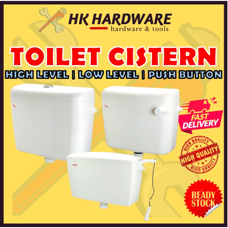 PLASTIC FLUSH BOX CISTERN HIGH LEVEL LOW LEVEL PUSH BUTTON TONG KOTAK ...