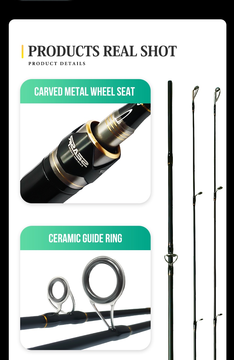 SEASIR Dark Dragon M/ML Two Rod Tips Spinning Baitcasting Fishing Rod ...