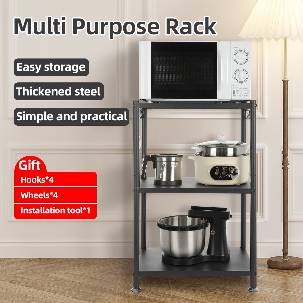 [toponehome]3 Layer Foldable Storage Rack With Wheel Kitchen Rack with ...