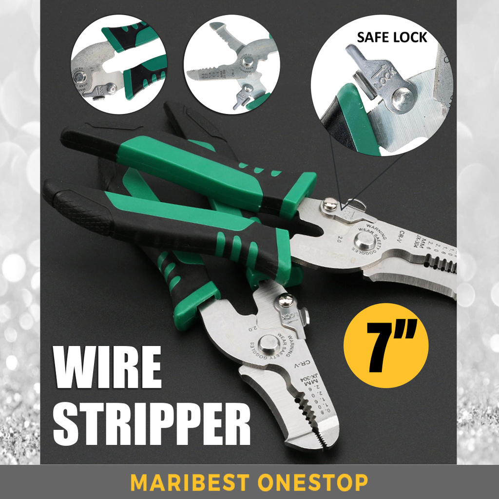 TUOCHI 7" Multifunction Cable Wire Stripper Stripping Cutter Cutting ...