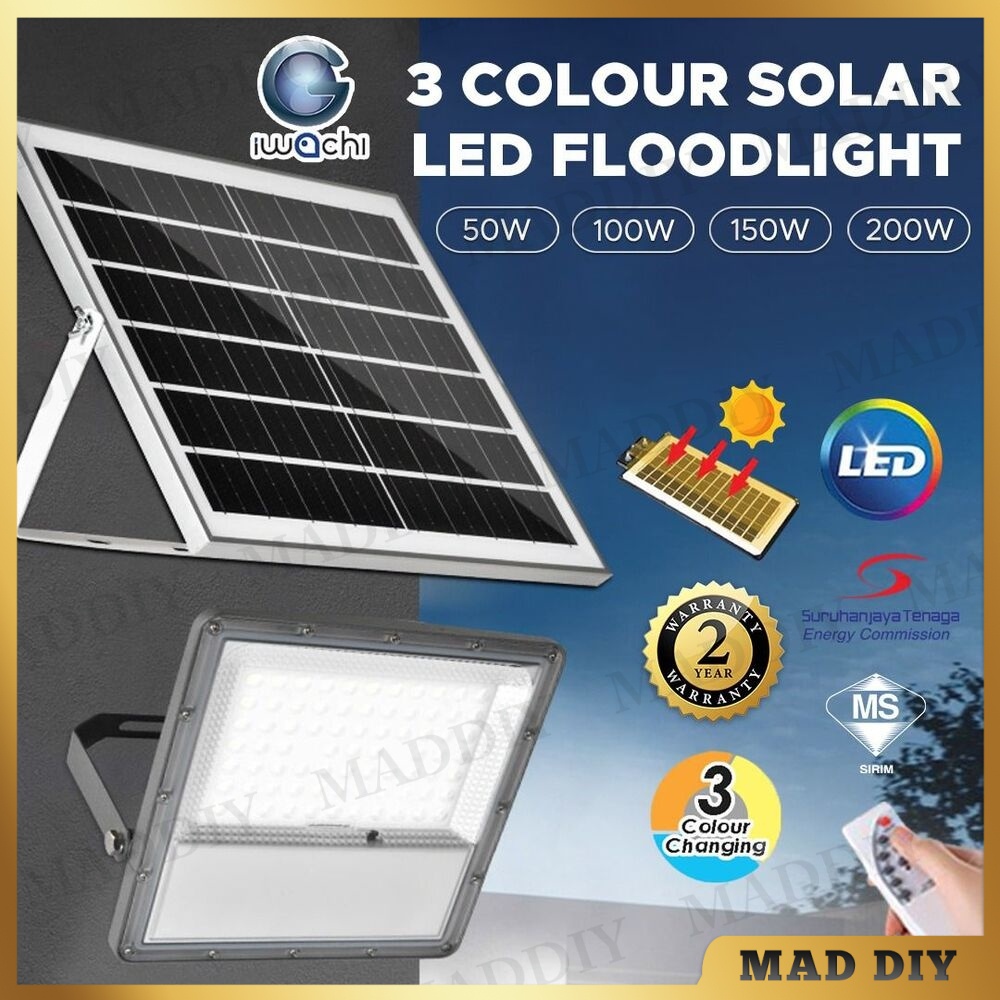 IWACHI 50W/100W/150W/200W 3 COLOR SOLAR LED FLOODLIGHT HIGH GRADE ...