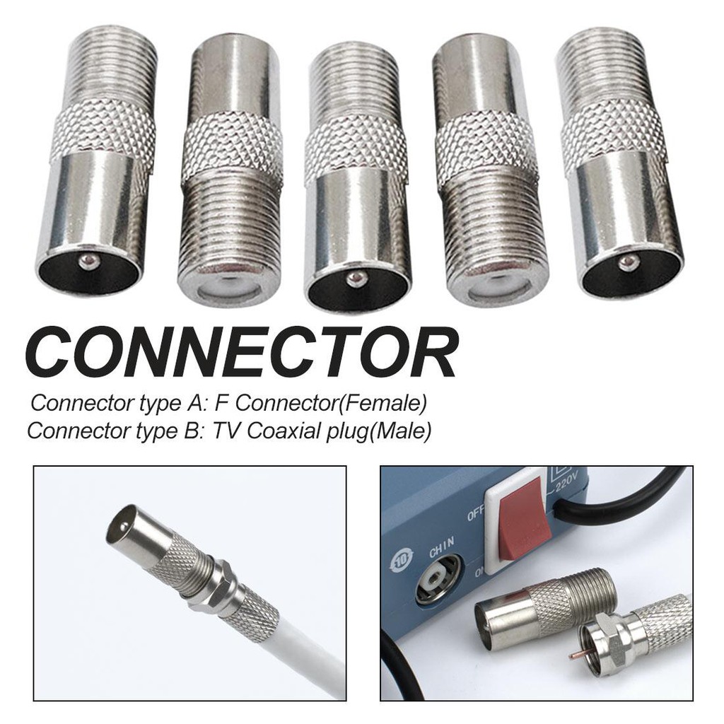 F Female To RF Male Connector TV Antenna Coaxial Connector F Connector ...