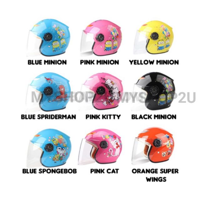 KIDS HELMET 2020 HELMET BUDAK HELMET KANAK-KANAK SPIDERMAN CAT HELLO ...