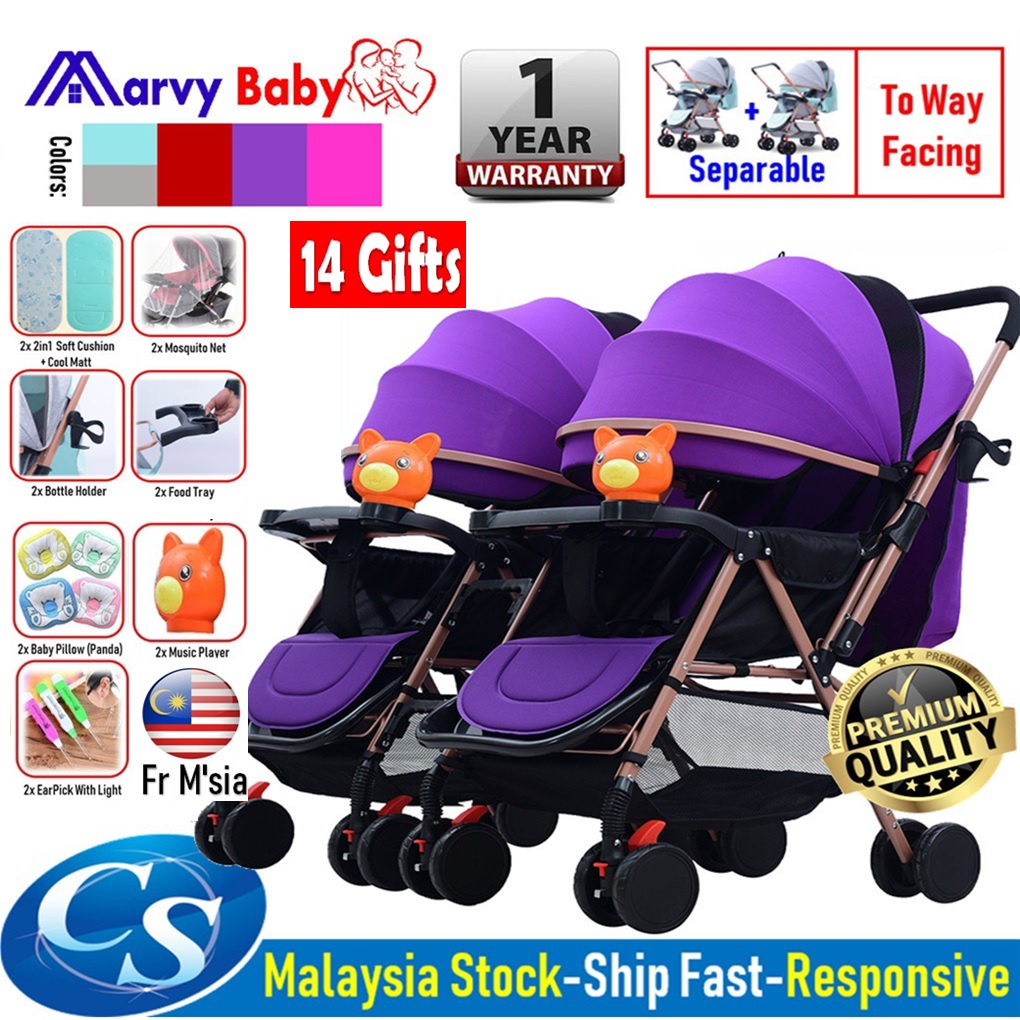 MarvyBaby HY6603 Luxury Separable Twin Twins Stroller 2 Two Way Facing ...