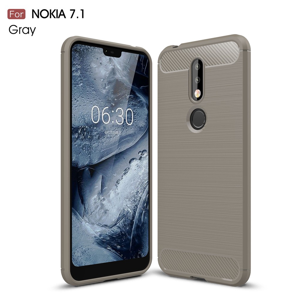 Nokia 7 Plus 6.0 Inch Shockproof Carbon Fiber Case Silicone Rubber ...