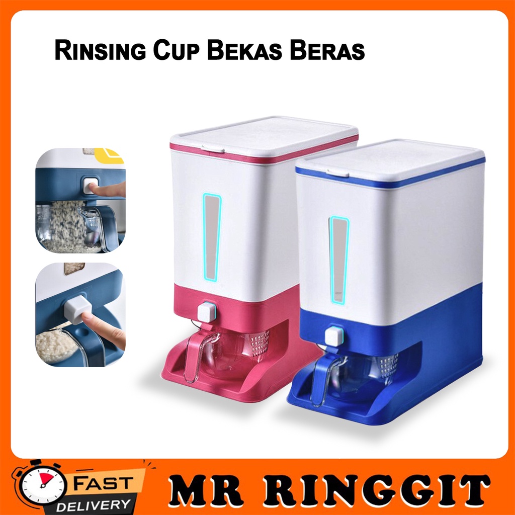 Automatic 12kg Rice Dispenser with Measuring Rinsing Cup Bekas Beras ...