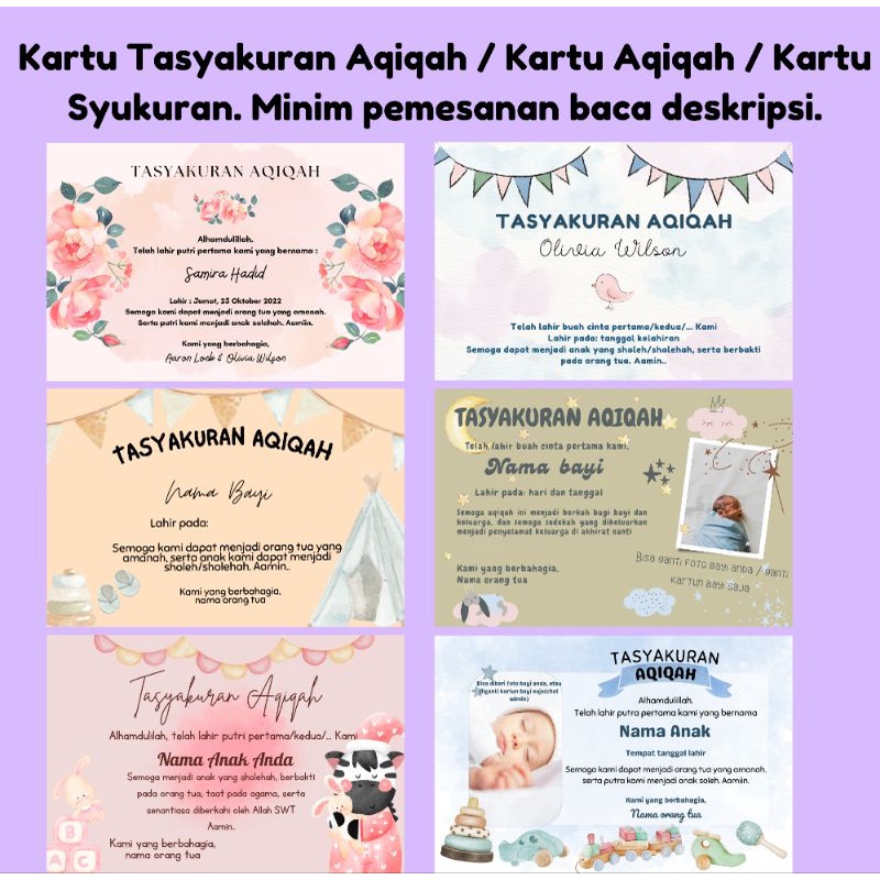Baby AQIQAH CARD / CHILDREN'S AQIQAH REVIEW CARD / BABY AQIQAH ...