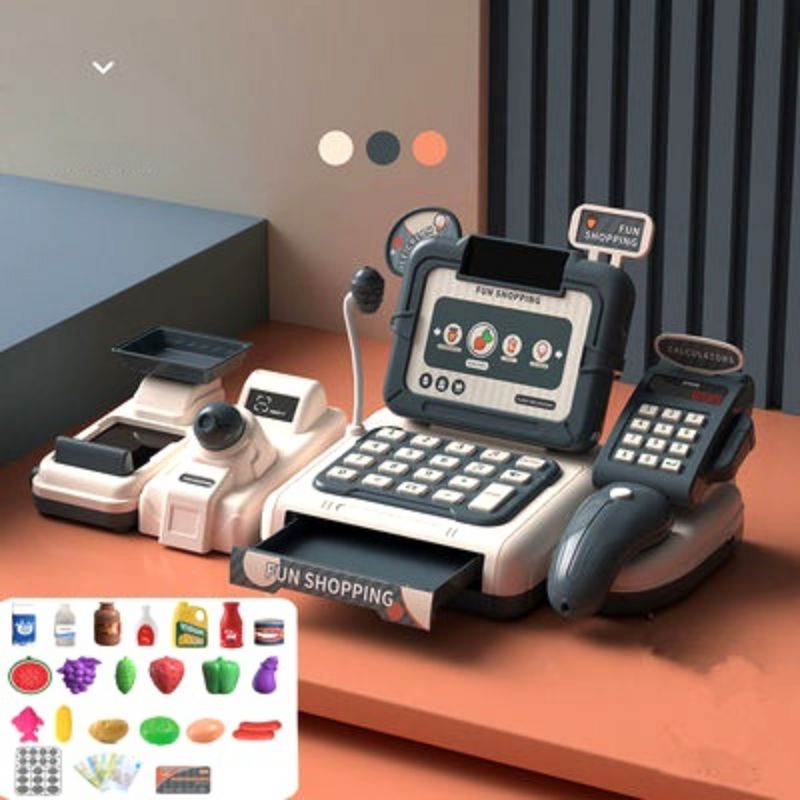 Shopping Kit Cashier Game Board Supermarket Playset Simulation Pretend ...