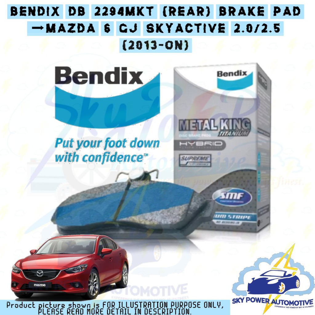MAZDA 6 GJ SKYACTIVE REAR DISC BRAKE PAD (DB2294MKT) BENDIX METAL KING ...