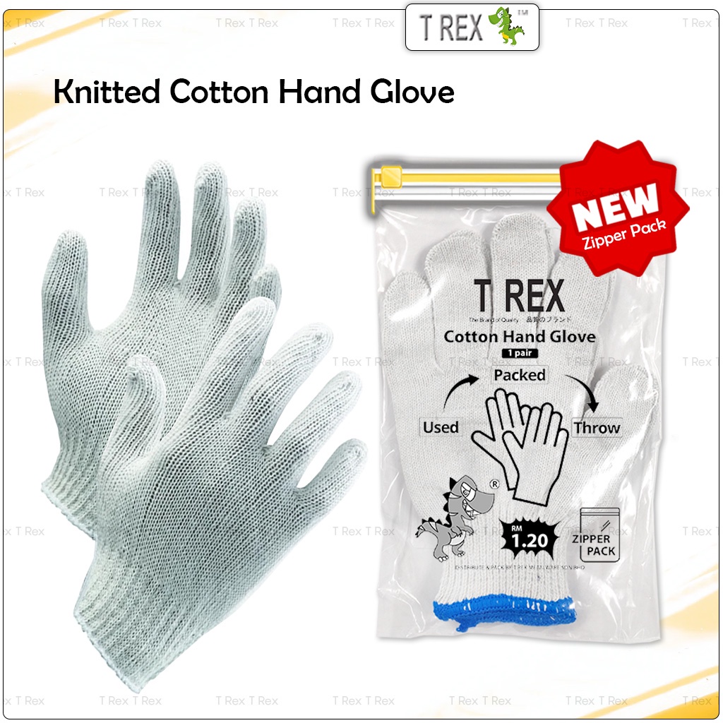 (READY STOCK) Knitted Cotton Hand Glove / Cotton Glove Zipper Pack ...