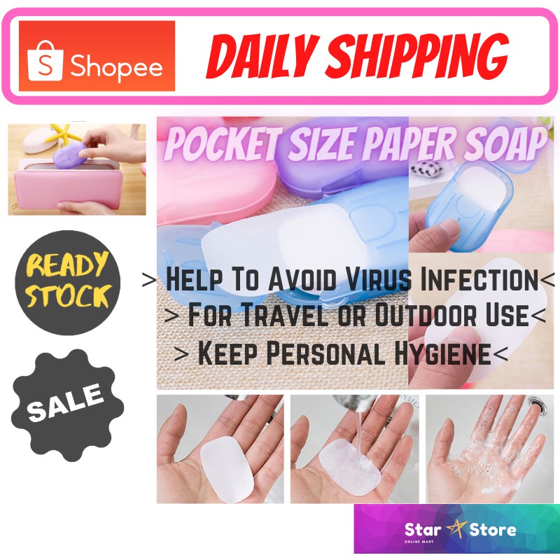 Travel Paper Soap Box Pocket Size Kertas Sabun Hand Washing Sabun Cuci ...