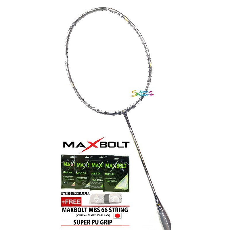 MAXBOLT WOVEN TECH 60 (GOLDEN) BADMINTON RACKET - FOC STRING & PU SUPER ...