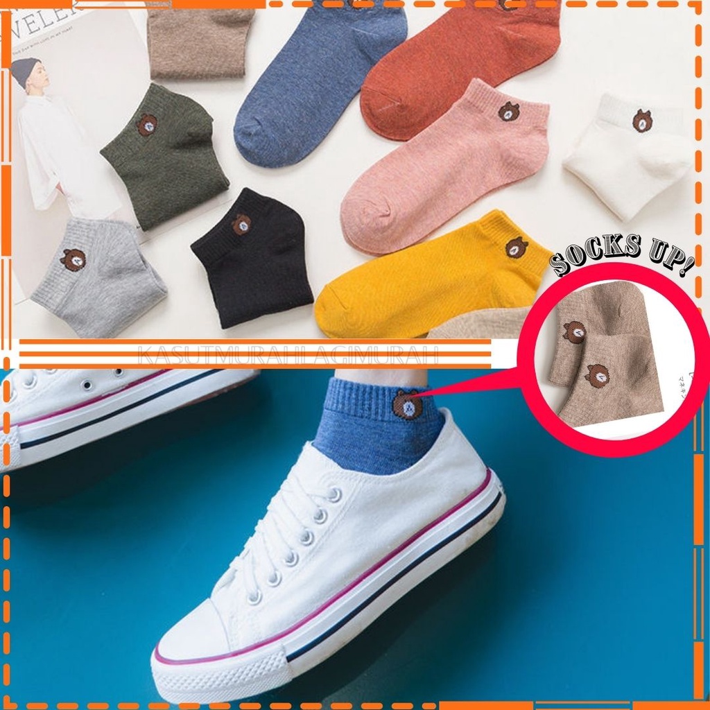 READY STOCK Socks 10 Colors Women Men Stoking Cute Stokin Bear | Shopee ...