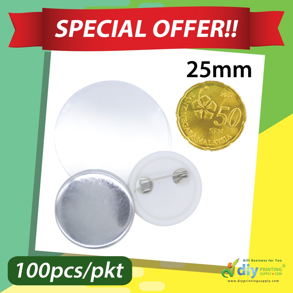 DIYPrintingSupply / Button Badge Pin Material 25mm (100± pcs/pkt ...