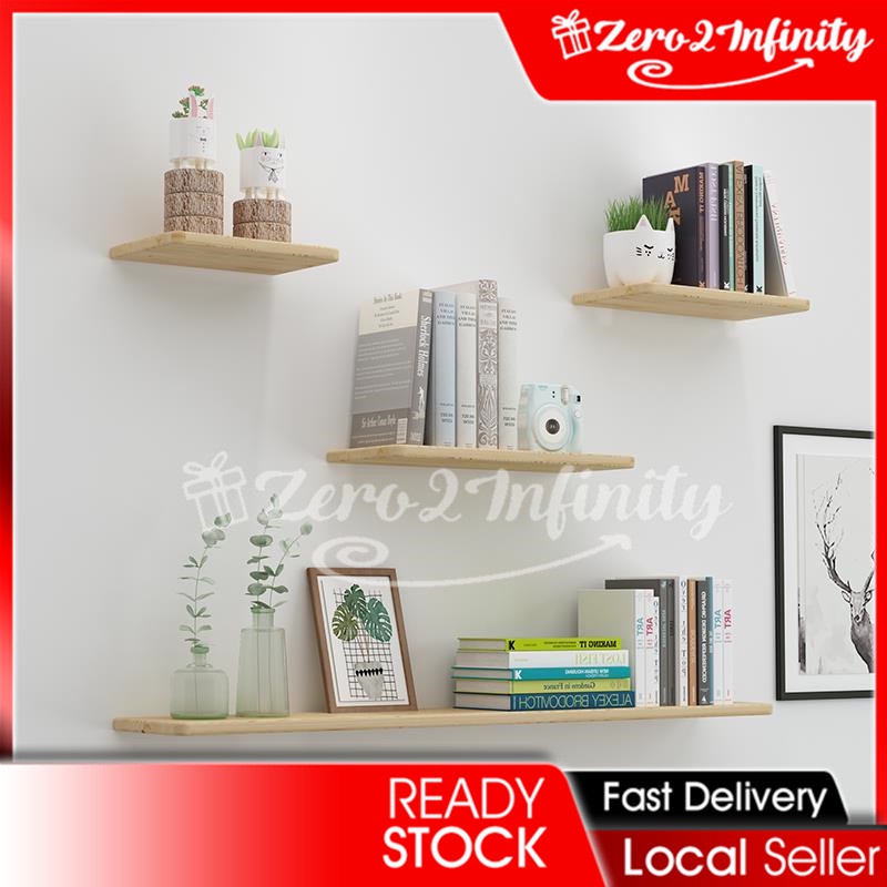In Stock Wood Floating Wall Shelves Rack | Shopee Malaysia