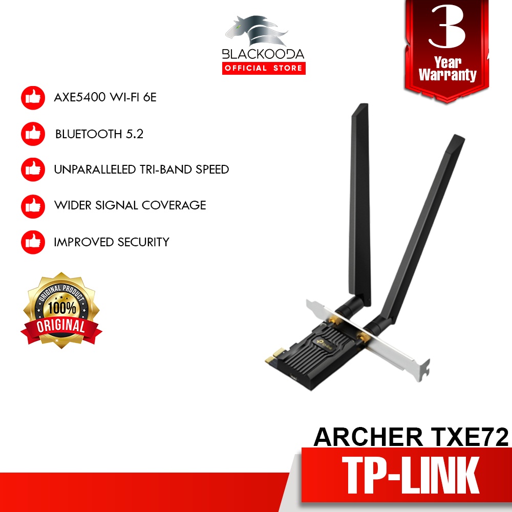 TP-LINK Archer TXE72E AXE5400 Wi-Fi 6E Bluetooth 5.2 PCIe Adapter ...