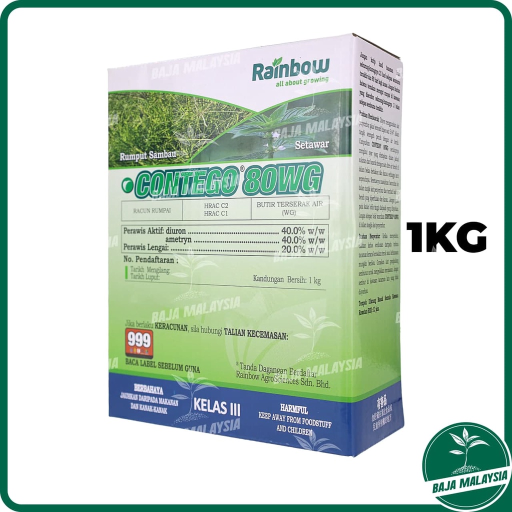 RAINBOW Contego 80WG 1KG Diuron 40% Ametryn 40% Grass Killer Racun ...