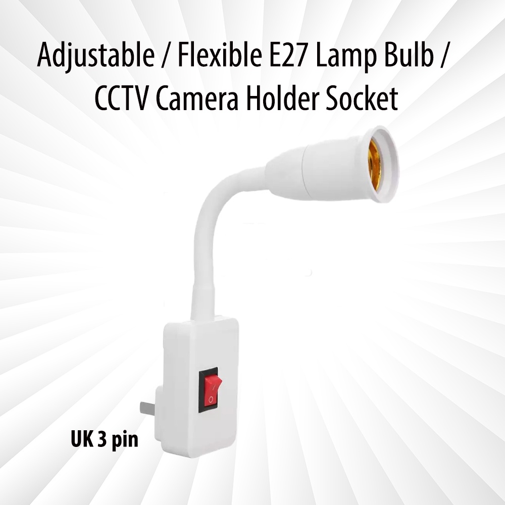 Adjustable / Flexible E27 Lamp Bulb / CCTV Camera Holder Socket - UK 3 ...