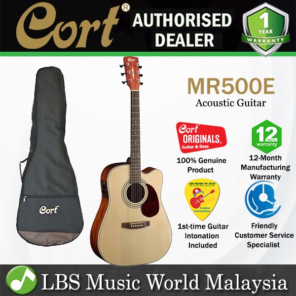 Cort MR500E Dreadnought Cutaway Solid Spruce Top Acoustic Guitar with ...