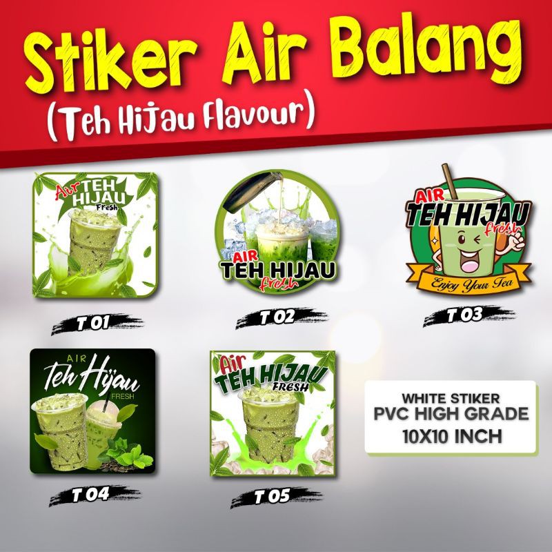 Sticker Air Balang Teh Hijau Flavour Sticker kalis air( Didatangkan ...
