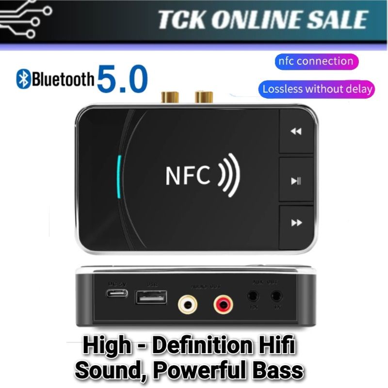 NFC 5.0 Bluetooth Receiver A2DP AUX 3.5mm RCA Jack USB Smart Playback ...