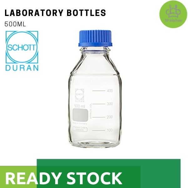 DURAN® 500ml Laboratory Bottles with Blue Screw Cap and Pouring Ring ...