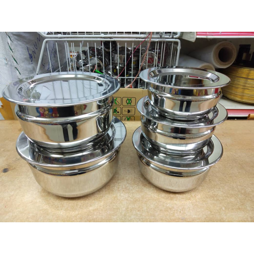 STAINLESS STEEL TOPE SET 1X5 ( 5 pcs with lid ) | Shopee Malaysia