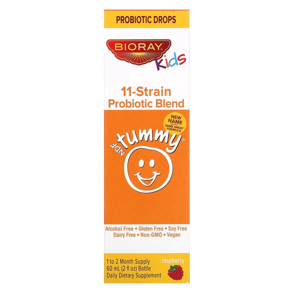 Bioray Kids NDF Tummy 11-Strain Probiotic Blend Raspberry Flavor 60ml ...